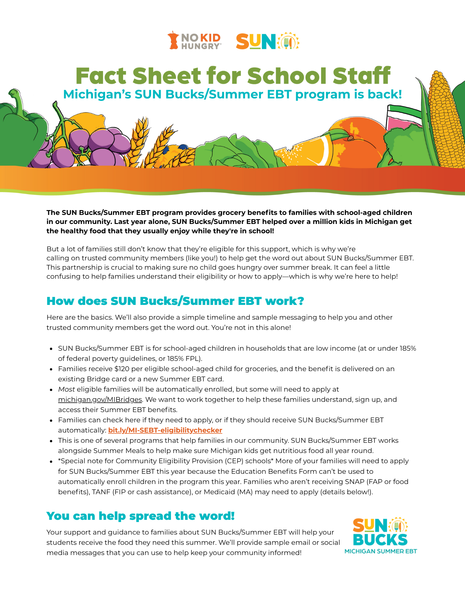 Summer EBT Information - Michigan